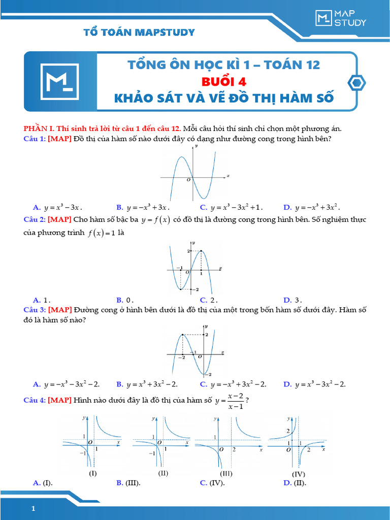 (Tổng Ôn HK1 - 12) Buổi 4 - Khảo Sát Và Vẽ Đồ Thị Hàm Số | PDF