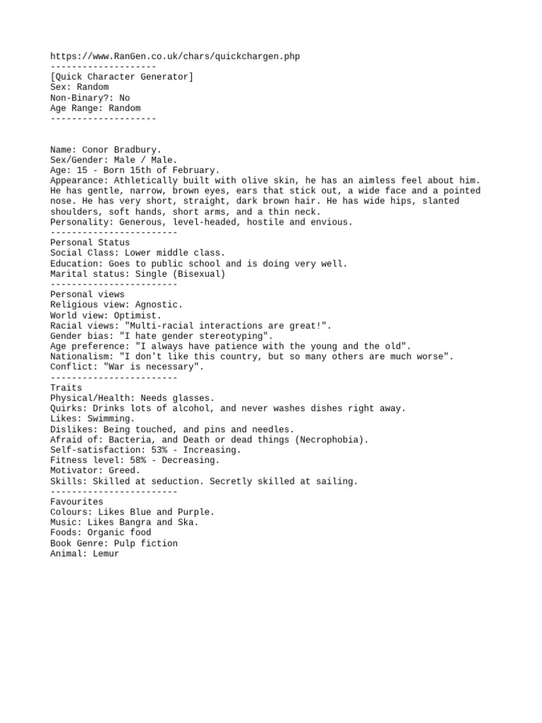 RanGen - Quick Character Generator - Jan 5, 2025 at 07 - 19 PM | PDF