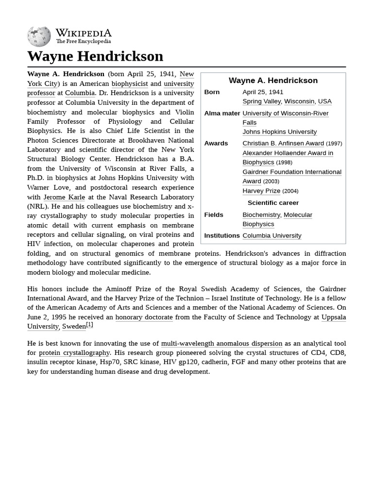 Wayne_Hendrickson | PDF | Biochemistry | Chemistry
