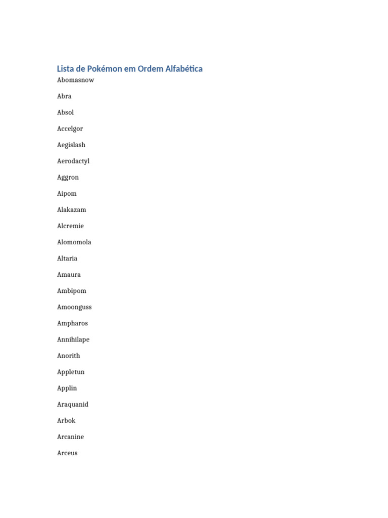 Lista de Pokemon | PDF