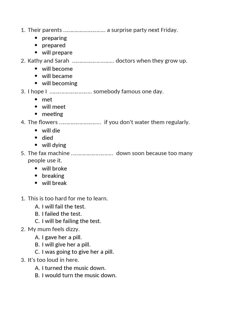 Exercises Future Simple | PDF