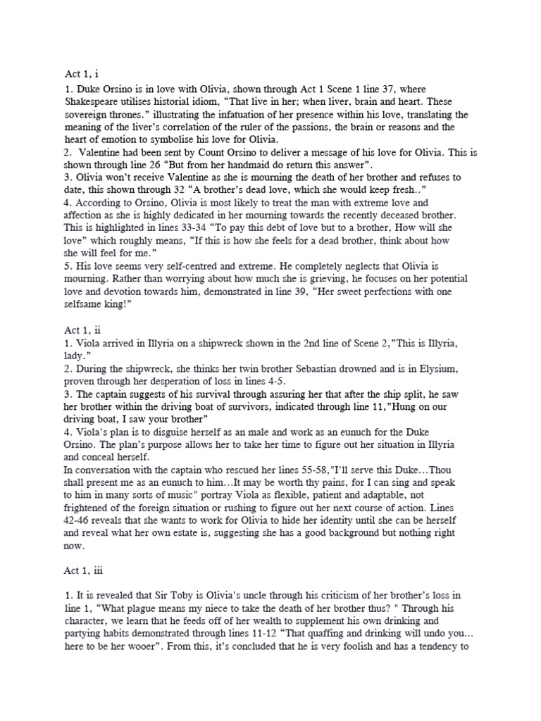 STUDY QUESTIONS: Twelth Night | PDF