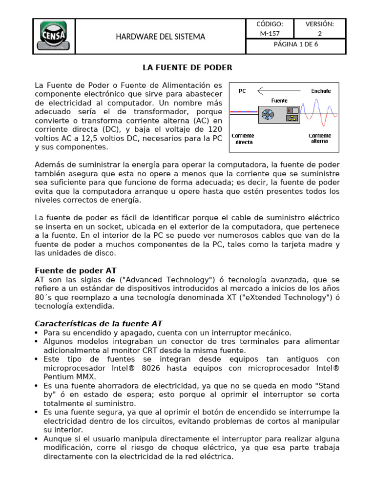 07la Fuente de Poder | PDF | Hardware de la computadora | Cambiar