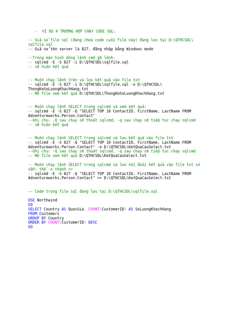 Huong Dan Su Dung SQLCMD Chay Lenh SQL - NEW02072024 | PDF