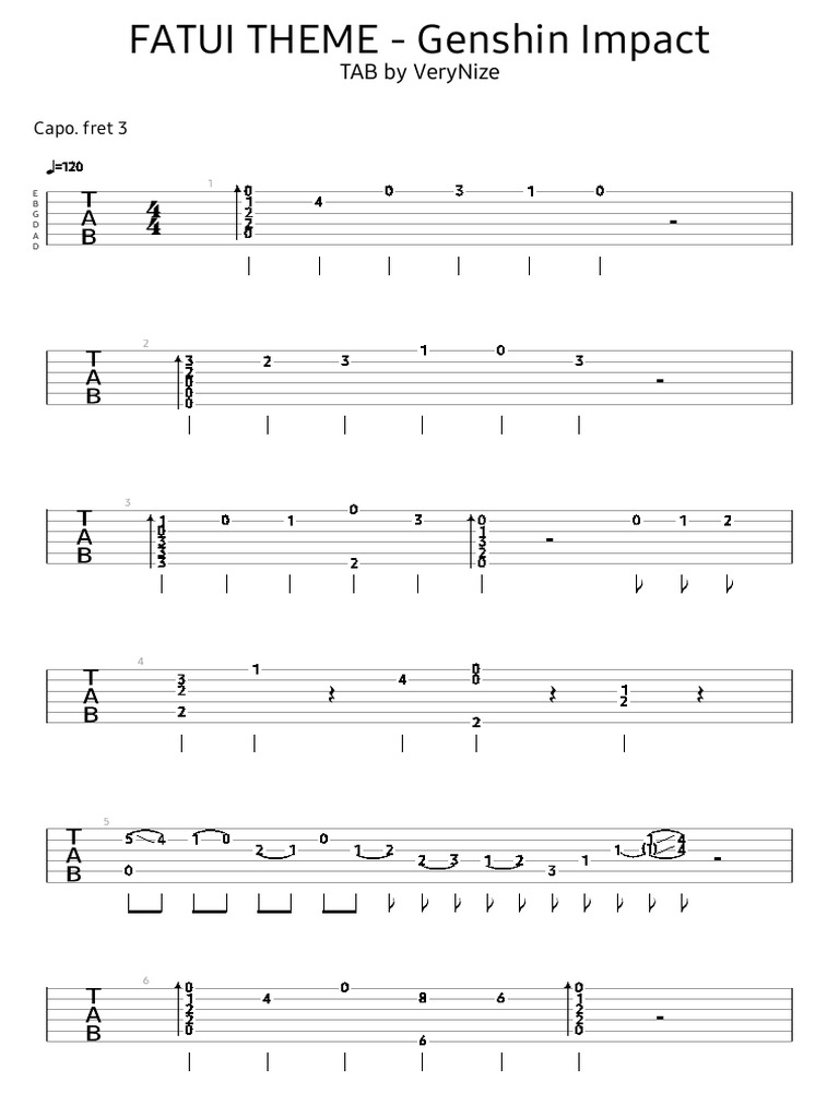 Guitar Pro - FATUI Theme - Genshin Impact | PDF | Guitars | European ...