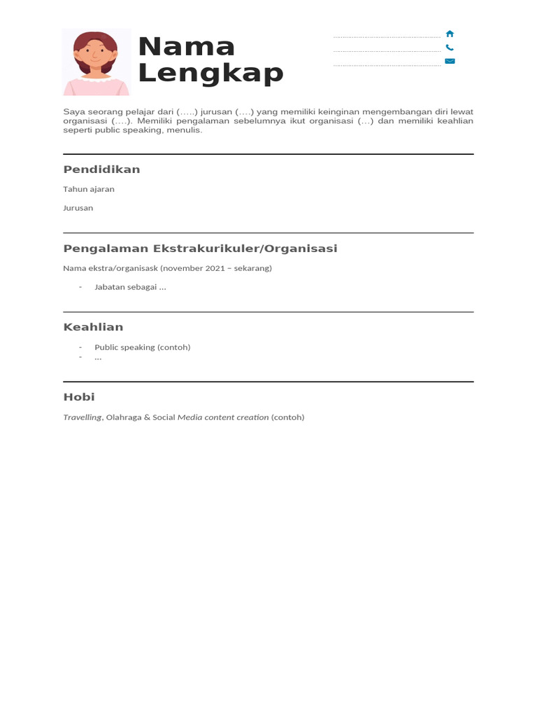 Template CV Calon Pengurus FOS JABAR J6 | PDF