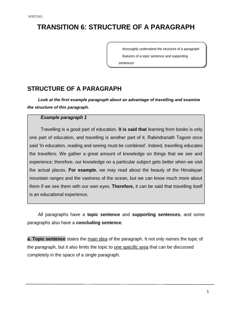 Transition 6 - Structure of A Paragraph | PDF | Advertising | Paragraph