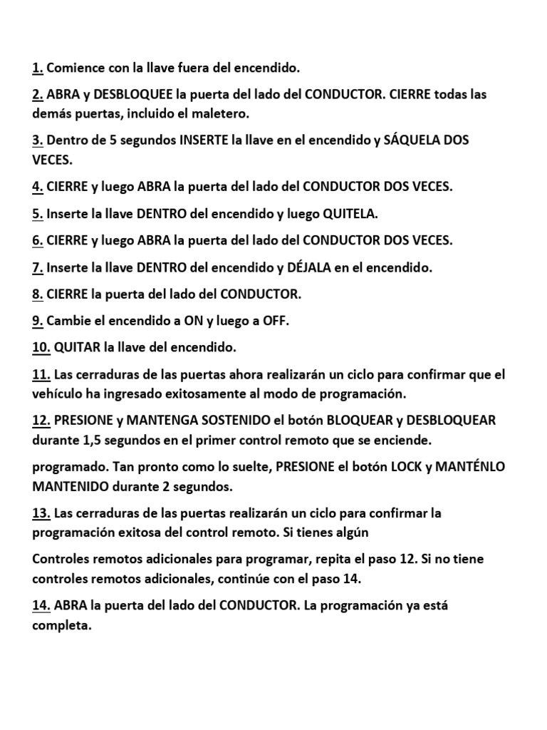 Programación de Control Remoto de Vehículo | PDF