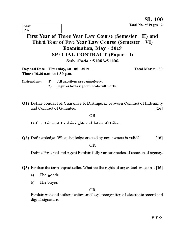 2019 PYQ CONTRACT 2 | PDF