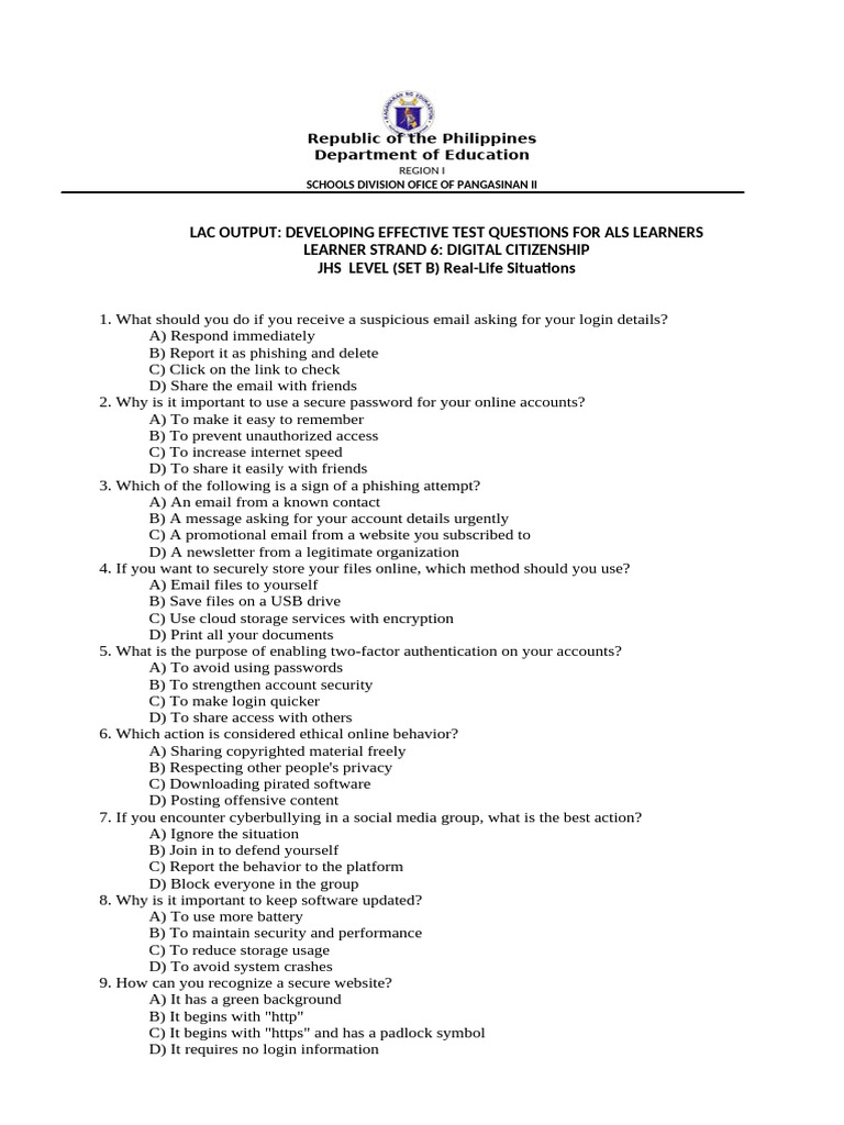 Digital Citizenship: Online Safety Guide | PDF | Security | Computer ...