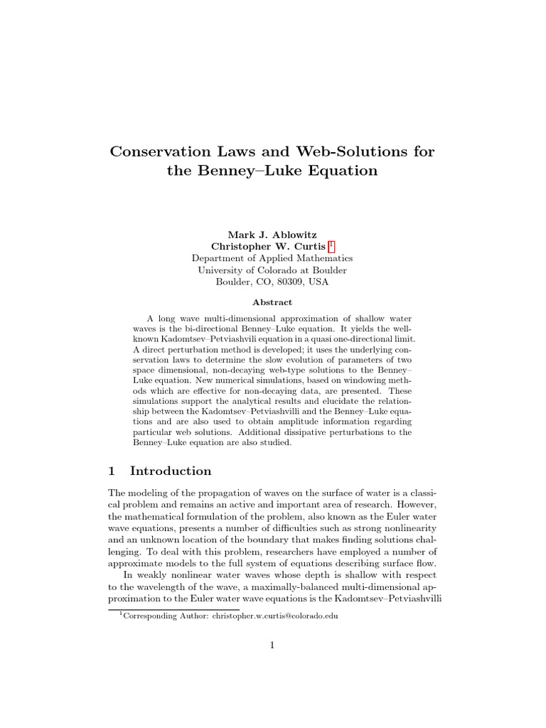 Ablowitz_BenneyLuke2 | PDF | Waves | Equations
