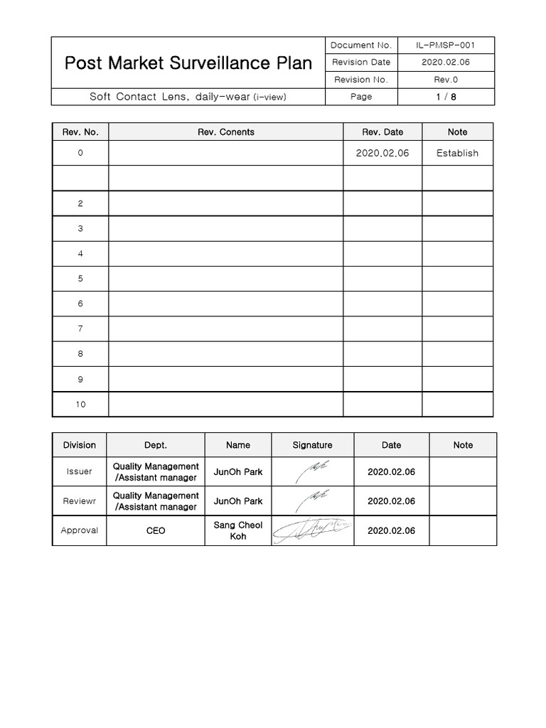 Post Market Surveillance Plan-2 | PDF | Medical Device | Myopia