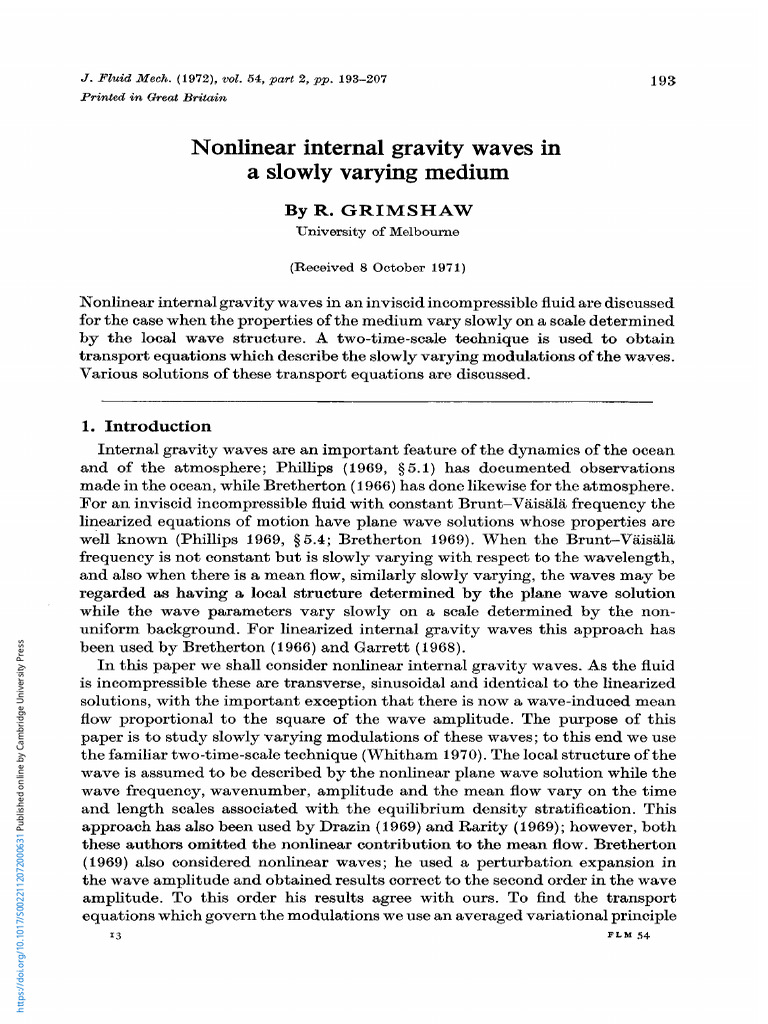 nonlinear-internal-gravity-waves-in-a-slowly-varying-medium | PDF | Waves | Nonlinear System