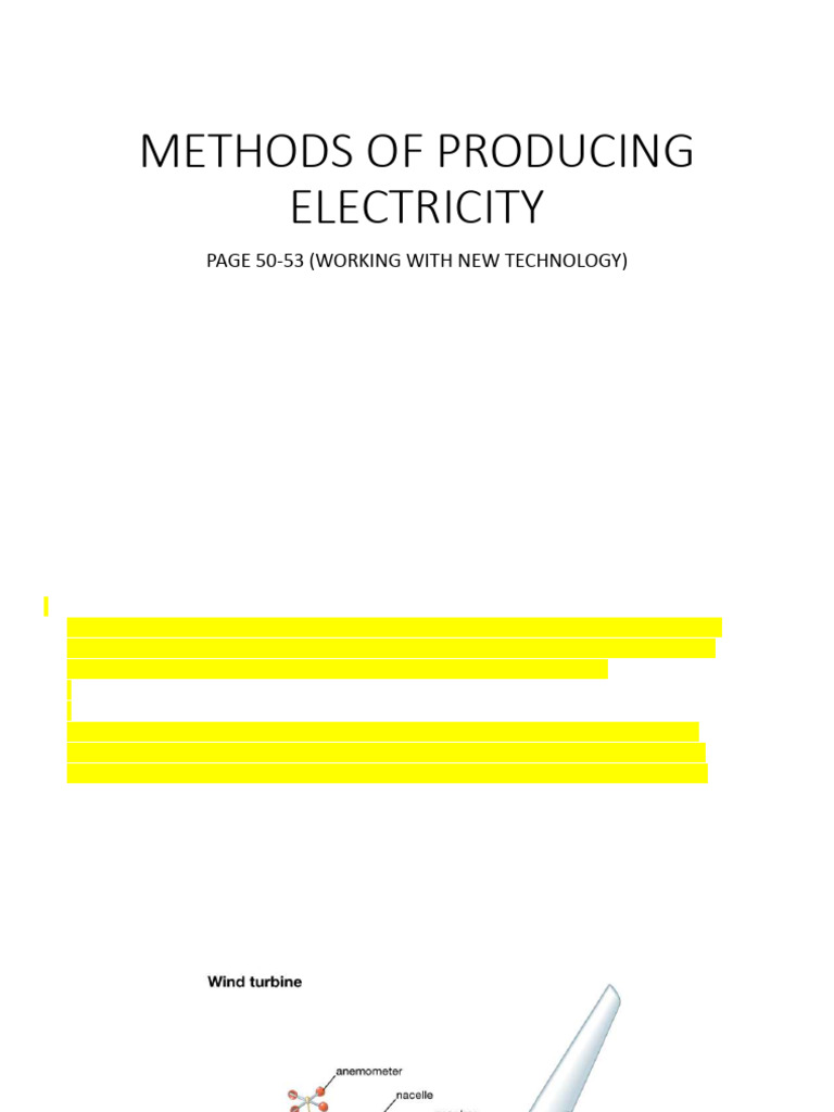 Methods of Producing Electricity | PDF | Power Station | Electric Generator