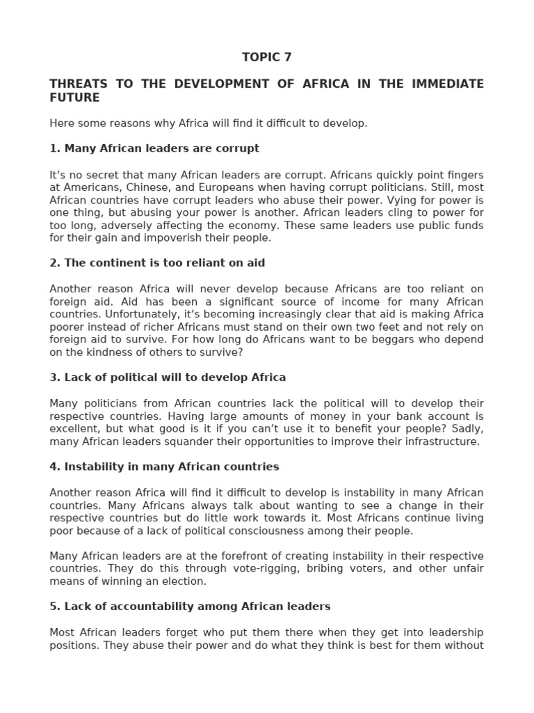 Corruption and Development Challenges in Africa | PDF | Africa | Aids