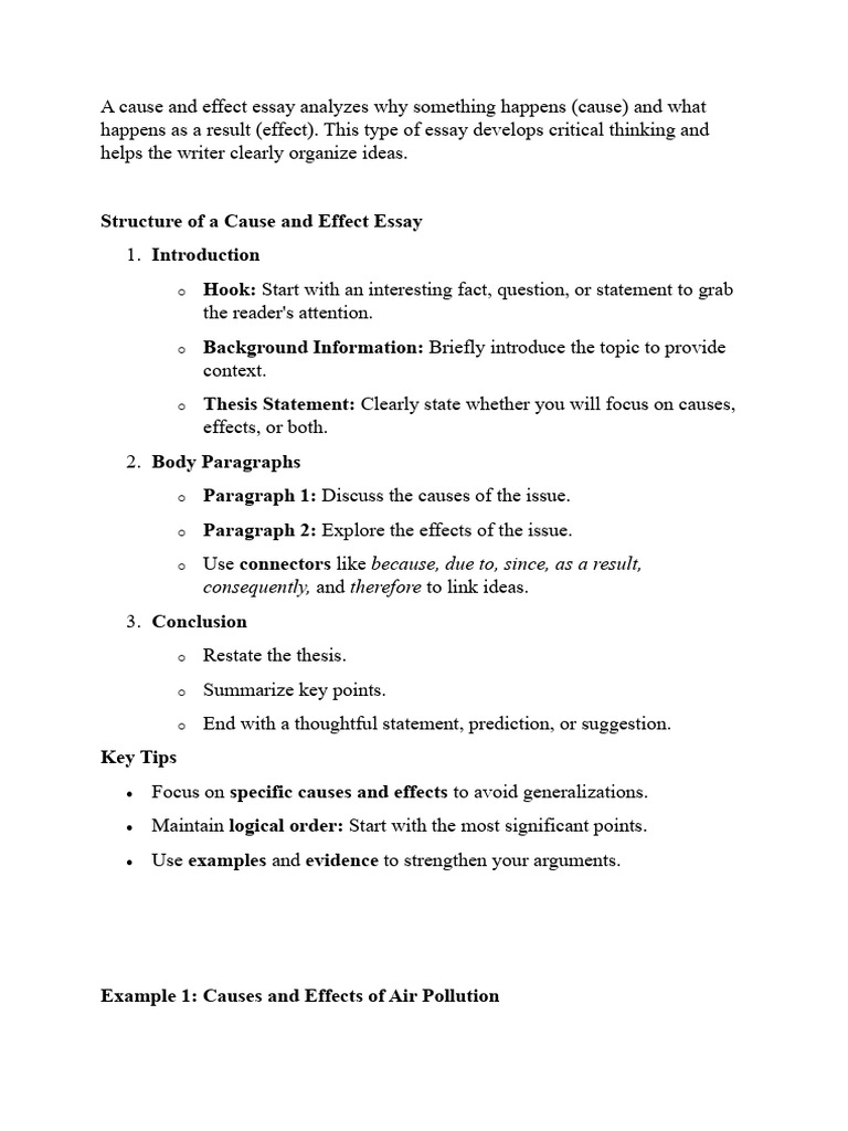 Cause and Effect Essay Guide | PDF | Climate Change | Greenhouse Gas