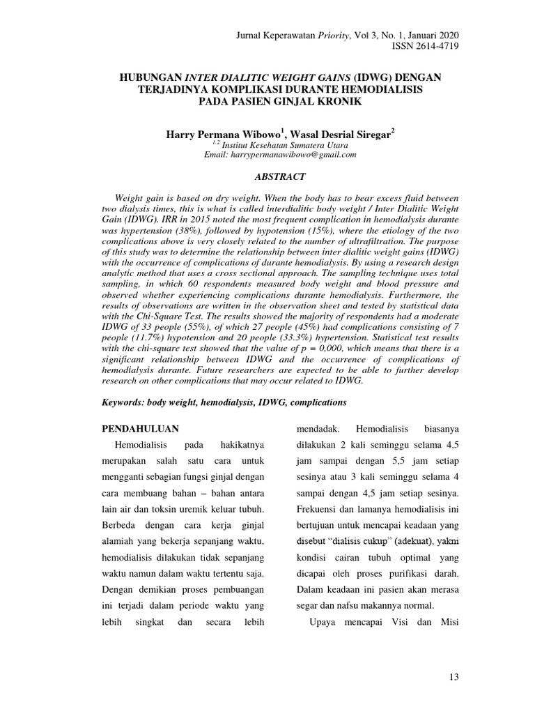Idwg Dan Komplikasi Hemodialisis Pasien Pdf