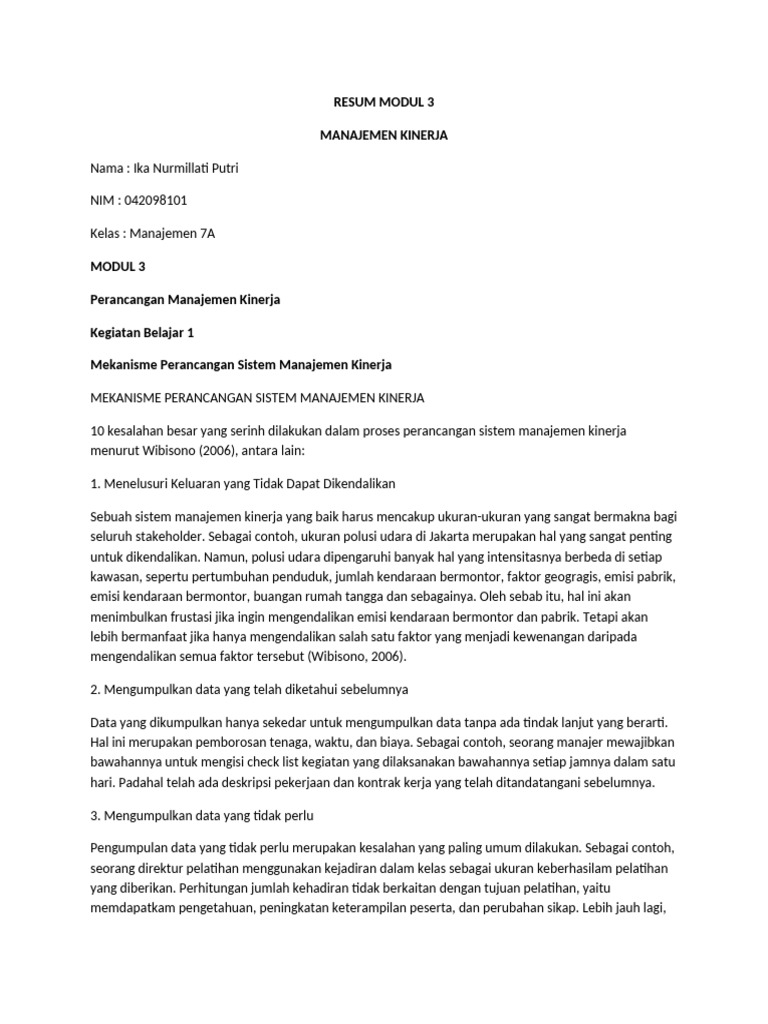 Resume Modul 3 - Ika Nurmillati Putri (042098101) | PDF