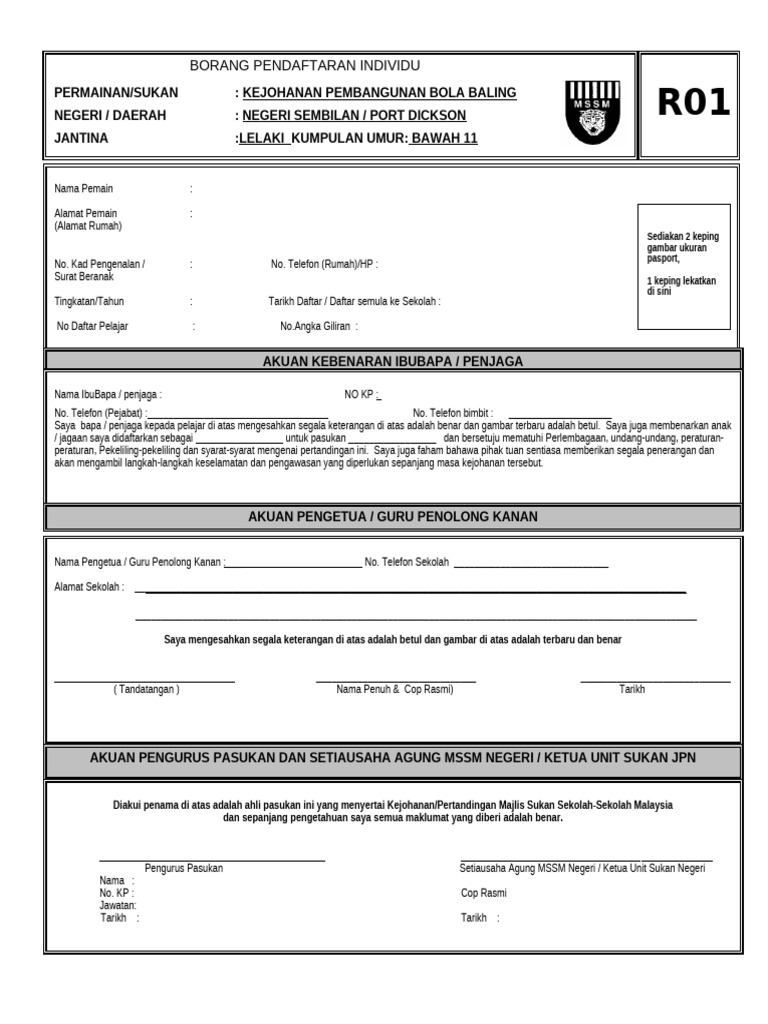 Borang R01 | PDF