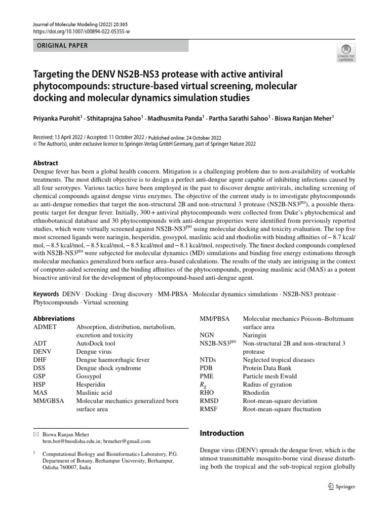 Computer aided approach for dengue drug discovery | PDF | Solvation ...