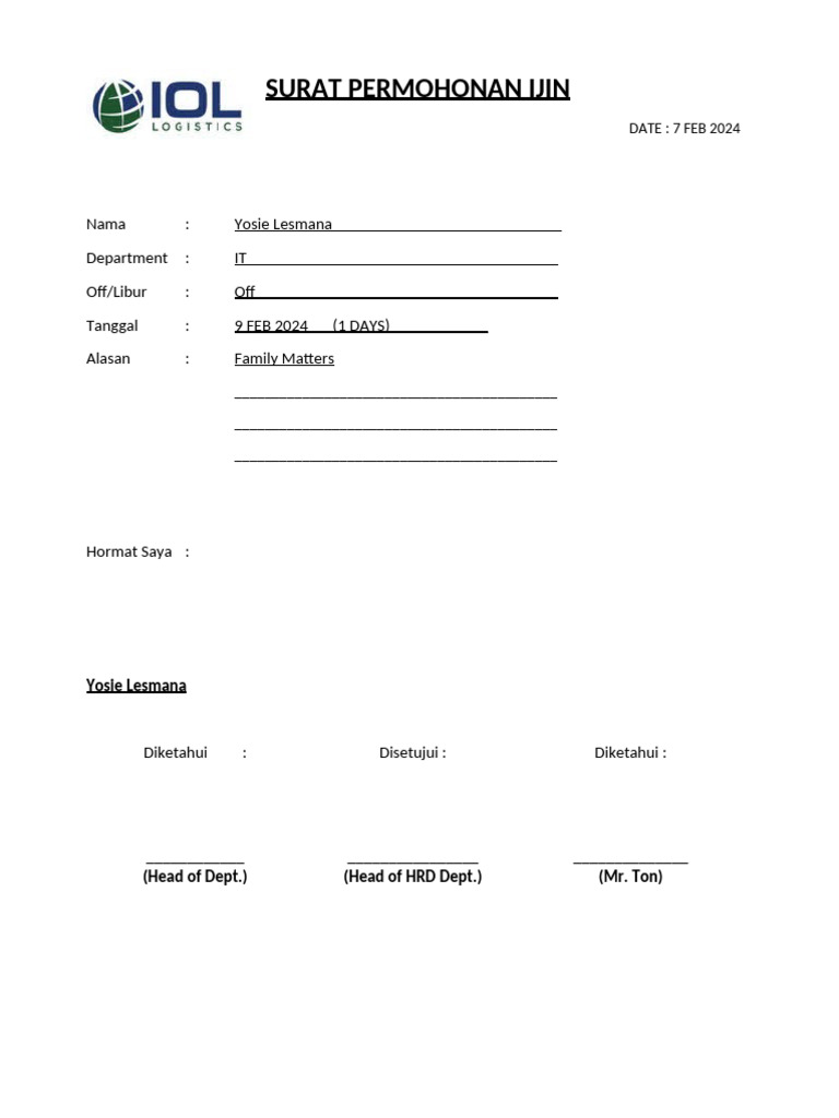 Form Cuti | PDF