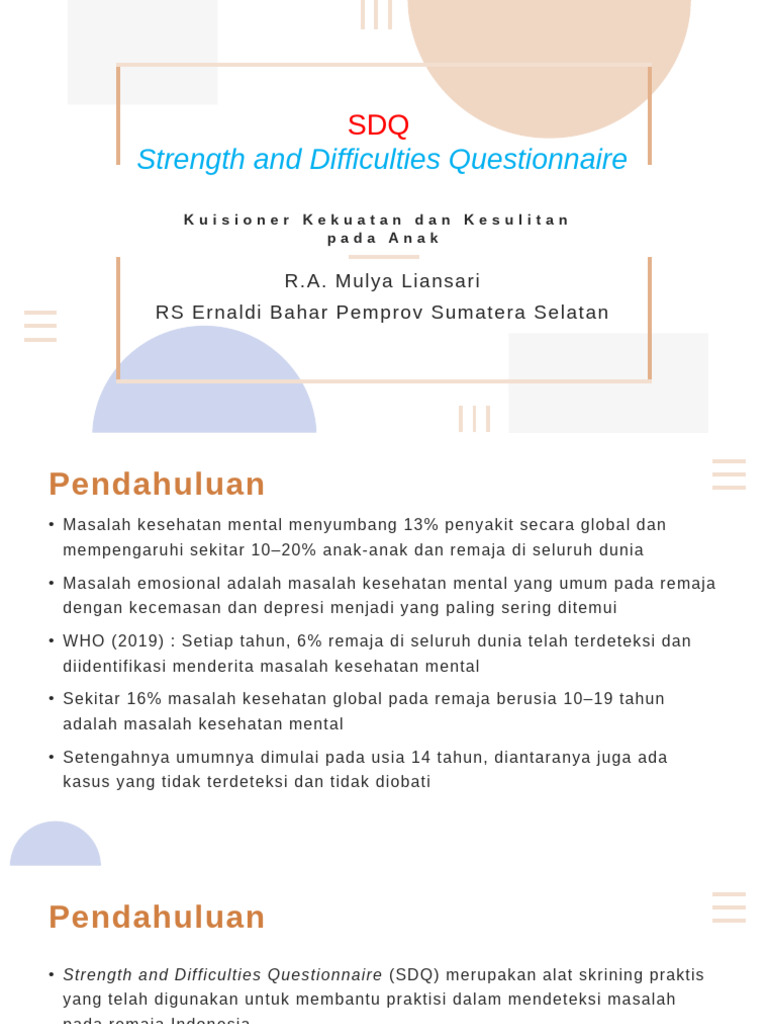 SDQ - Presentasi Dinkes Sumsel (September 2024) | PDF