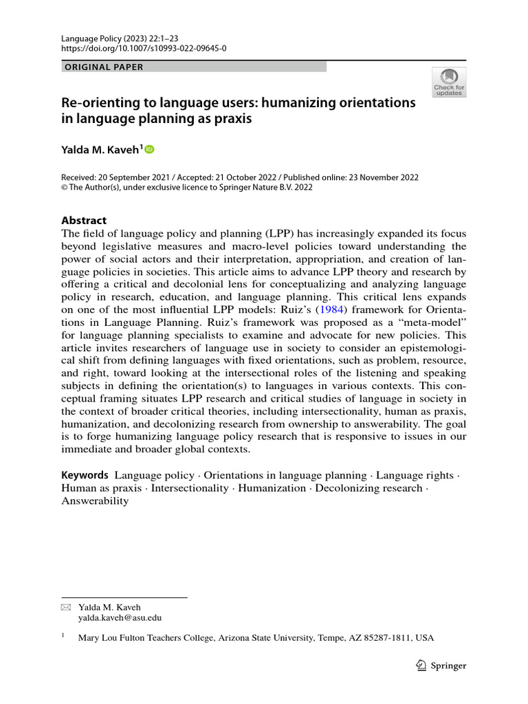 理论文章 reorientazingLPP_Language User | PDF | Kurds | Intersectionality