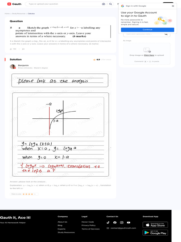 Solved 5 A Sketch The Graph y Log - 9 (X+a), A0 For X-A Labelling Any ...