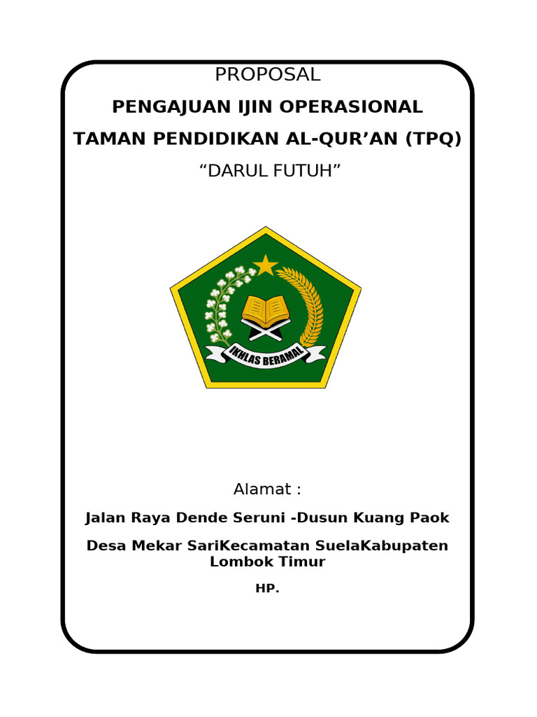 Proposal Izin TPQ | PDF