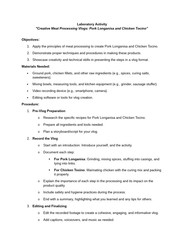 Laboratory-Activity-Product-Processing | PDF | Stuffing | Curing (Food ...