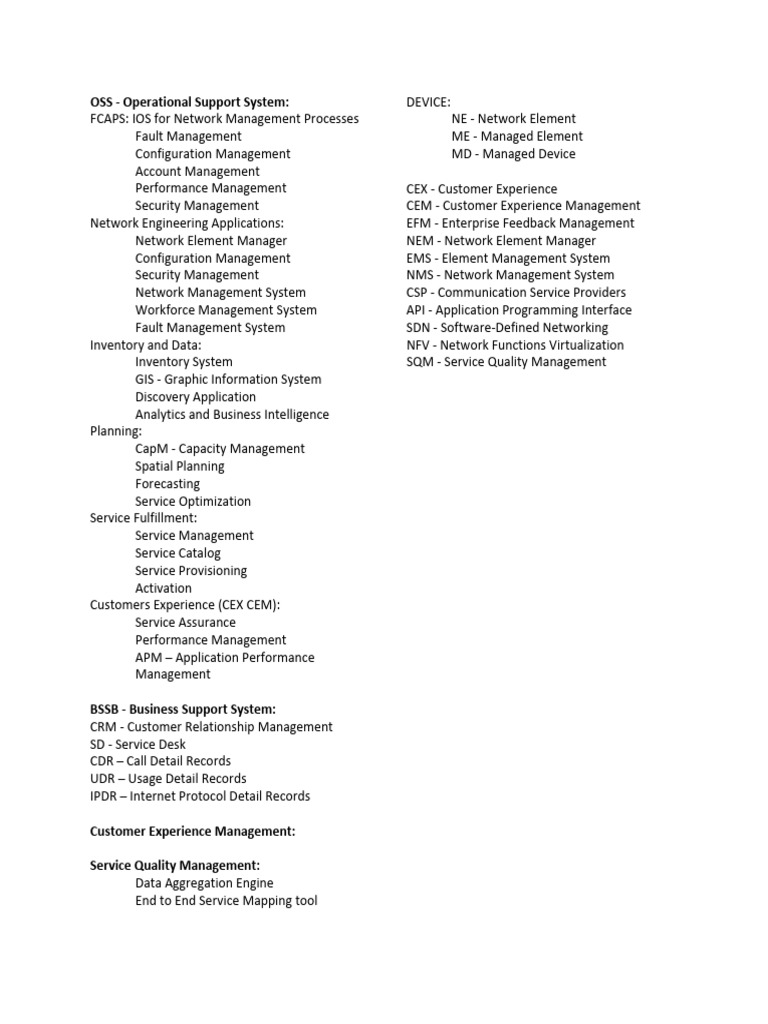 OSS and BSS for Network Management | PDF