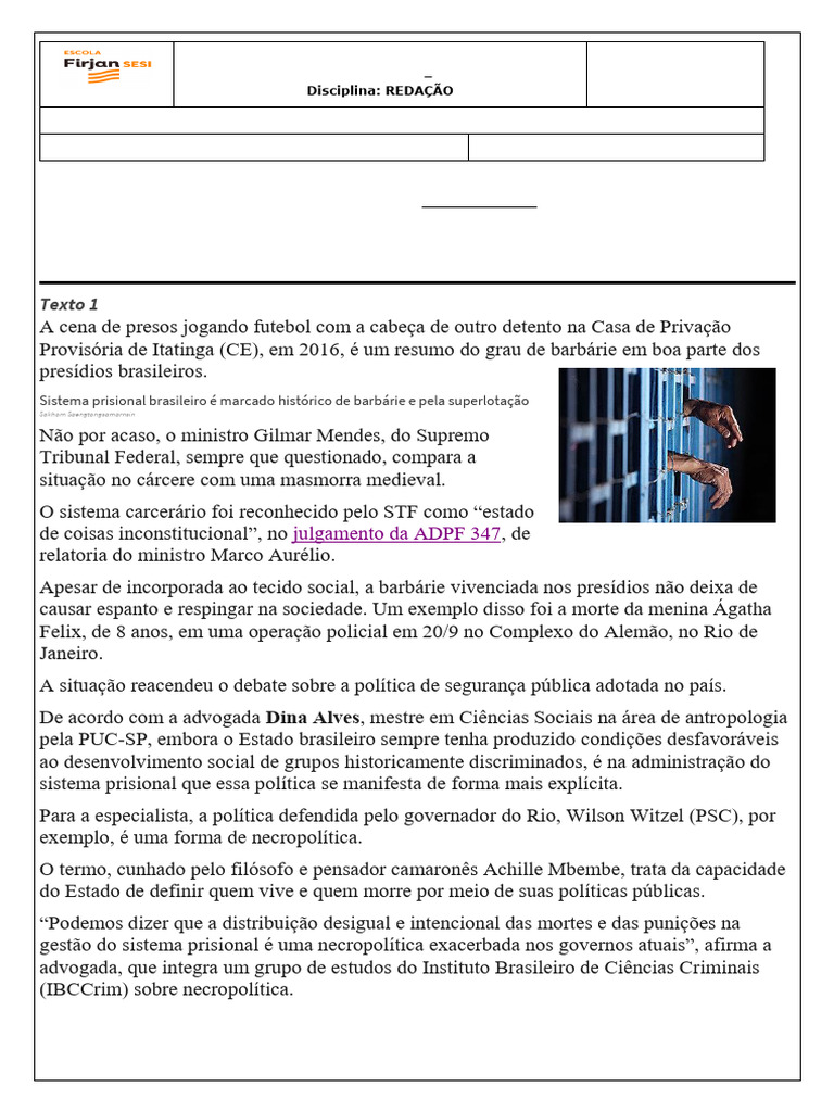 Dependã Ncia - Trabalho .REDAÃ - Ã - O.3Âºtri.2024 | PDF | Estado | Brasil