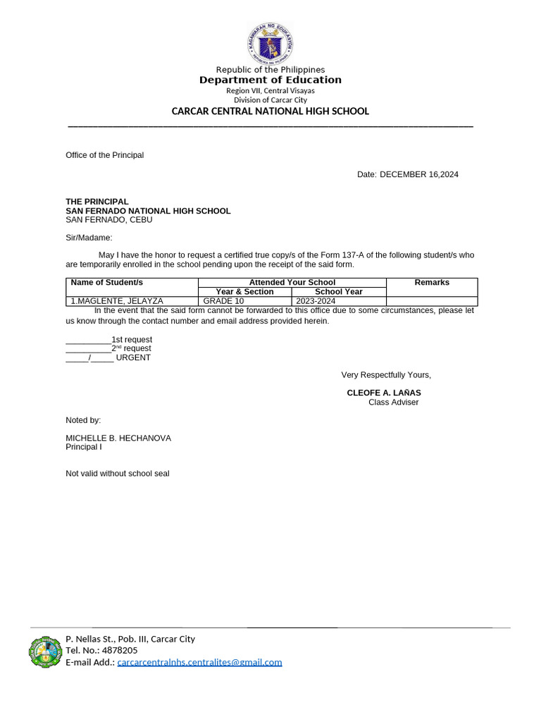 NEW-FORM-137A-REQUEST Maglente | PDF