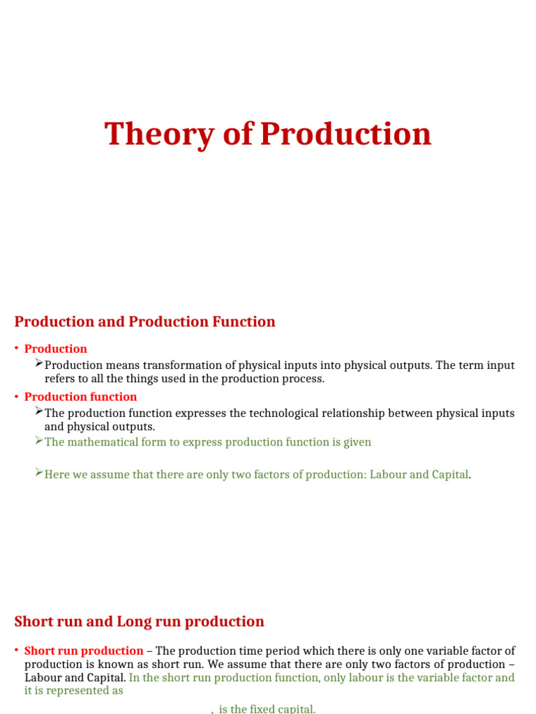Theory of Production (1) | PDF | Production Function | Economies