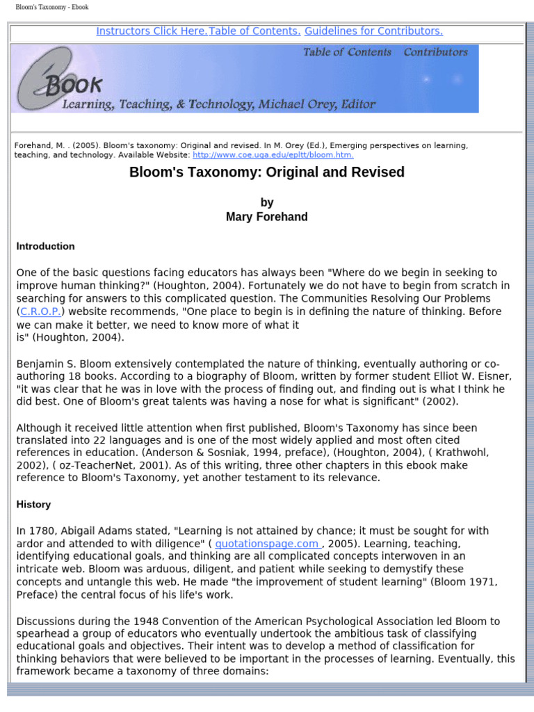Blooms Revised Taxonomy | PDF | Cognition | Knowledge