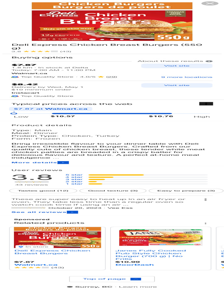Deli Express Chicken Breast Burgers | PDF