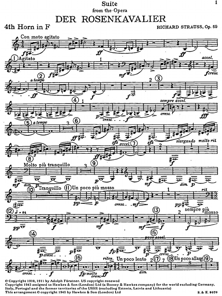 Richard Strauss - Der Rosenkavalier, Suite (Horns 1-4) | PDF