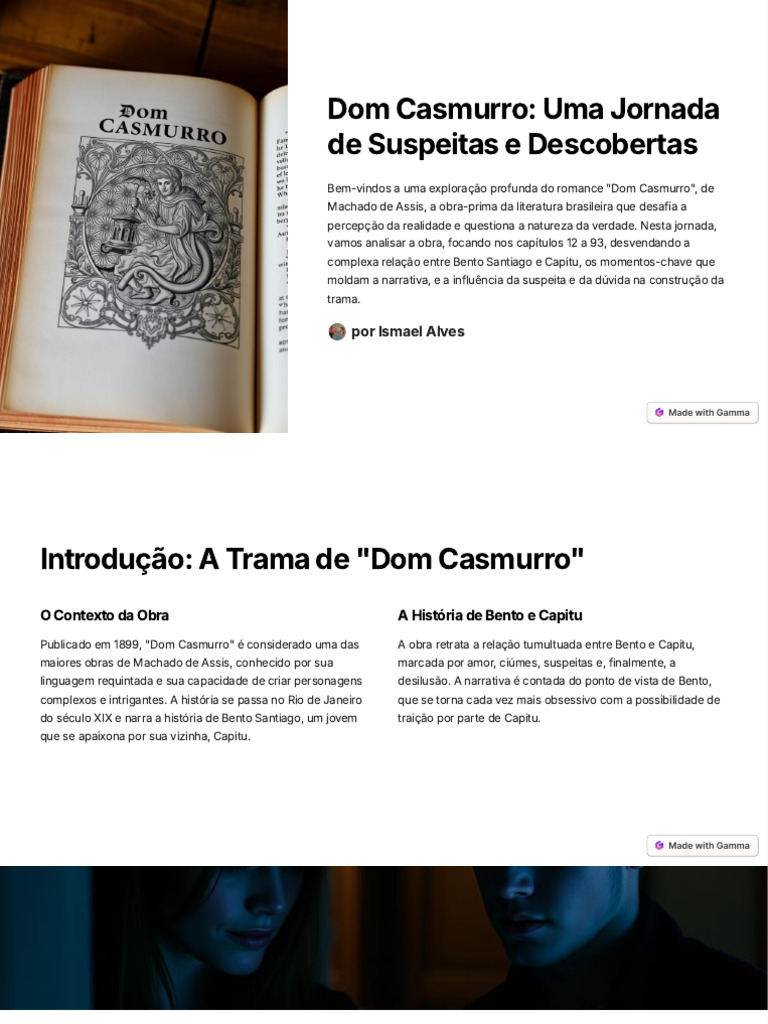 Dom Casmurro Uma Jornada de Suspeitas e Descobertas | PDF | Ciúmes | Narrativa