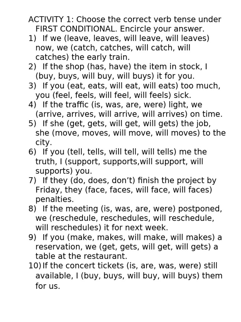 First Conditional Activity | PDF