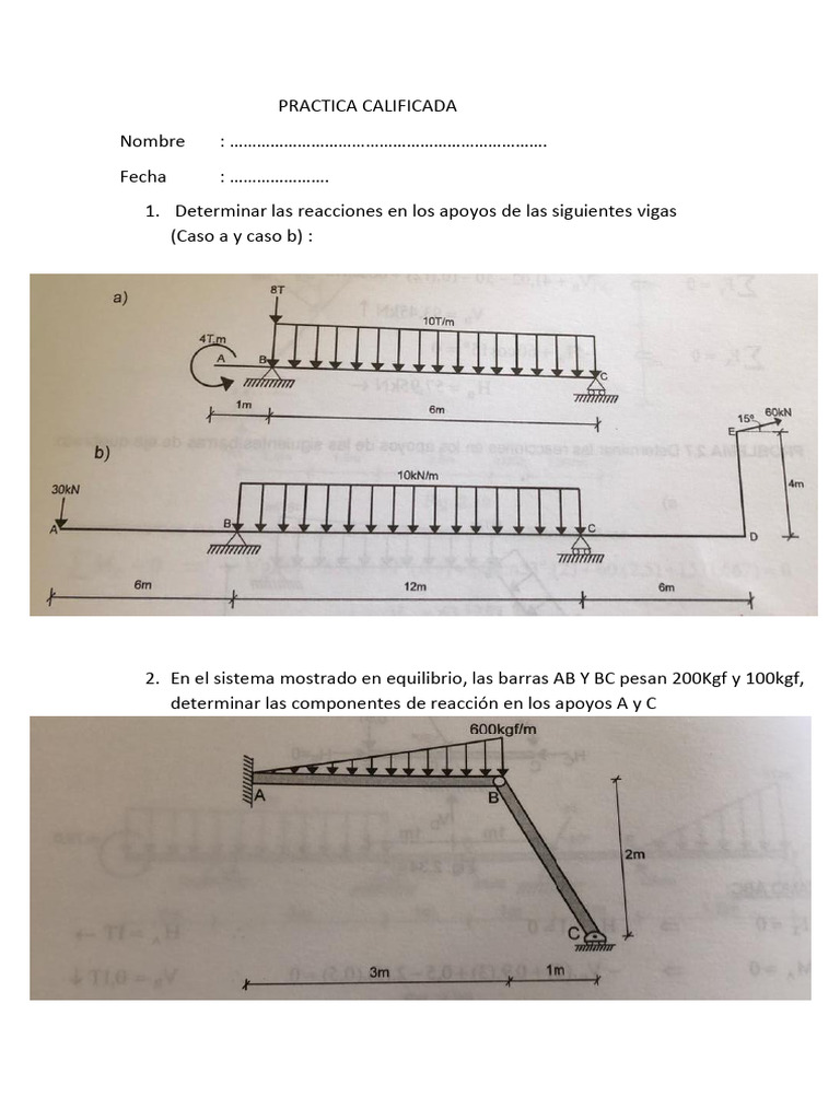 PRACTICA CALIFICADA Estatica | PDF