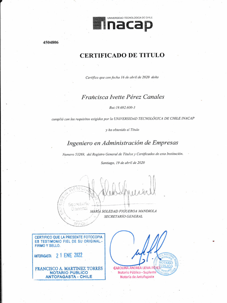 Certificado de Titulo | PDF
