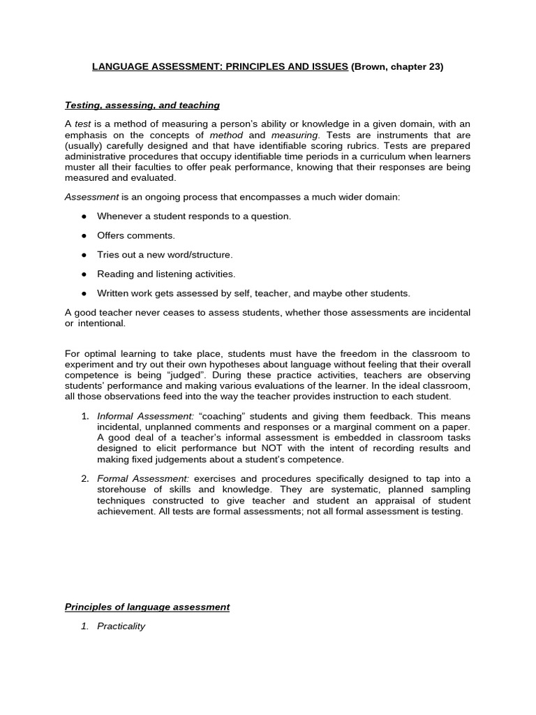 Brown - Language Assessment - 23 - 24 | PDF | Educational Assessment ...