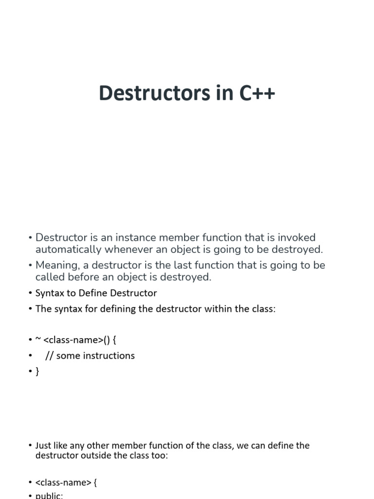 Destructors in C++ | PDF