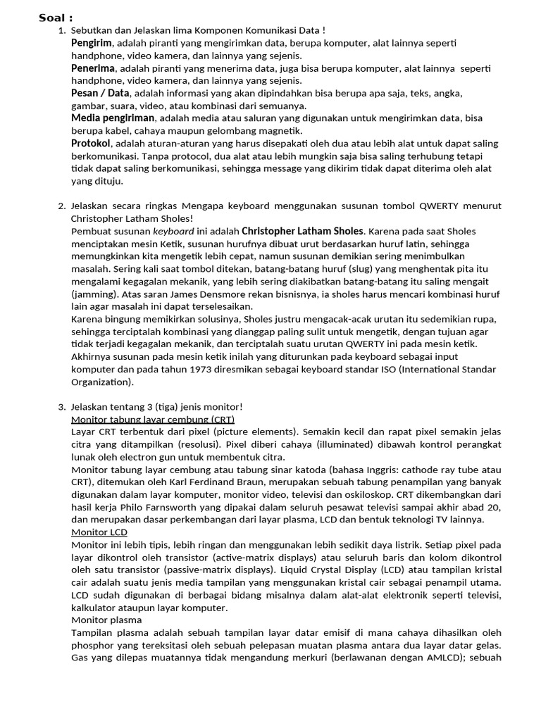 SOAL UAS TIK IKM A REG KEL 1 | PDF