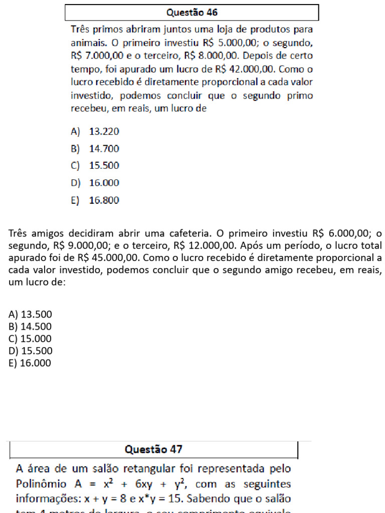 Simulado 2 CFO Bahia Matemática Resolvido. | PDF
