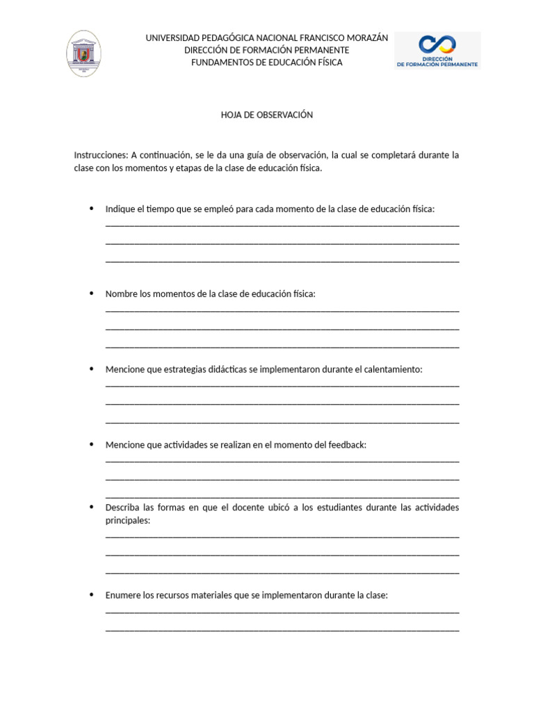 Hoja de Observación | PDF | Aprendizaje | Enseñando