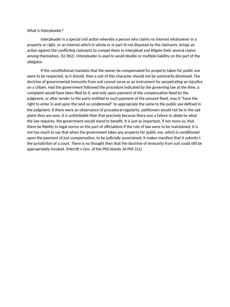 What is Interpleader | PDF