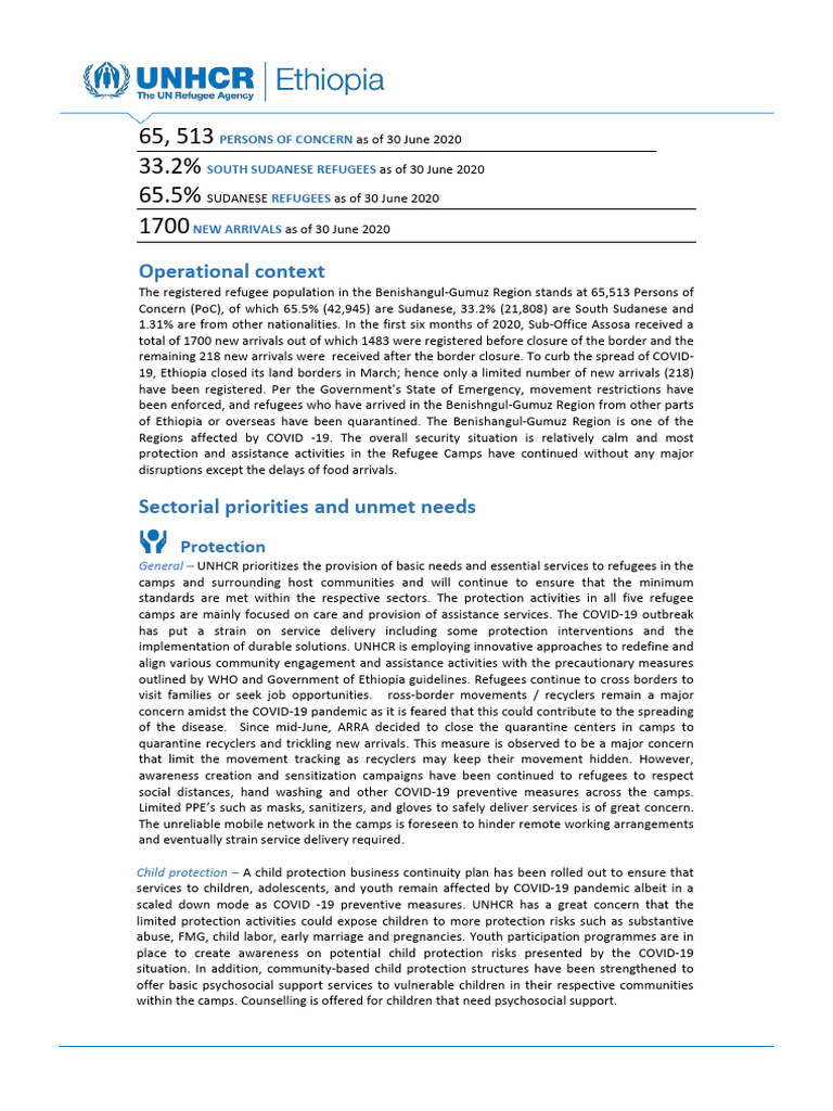 Quarterly Situational Update Assosa Final | PDF | Refugee | United ...