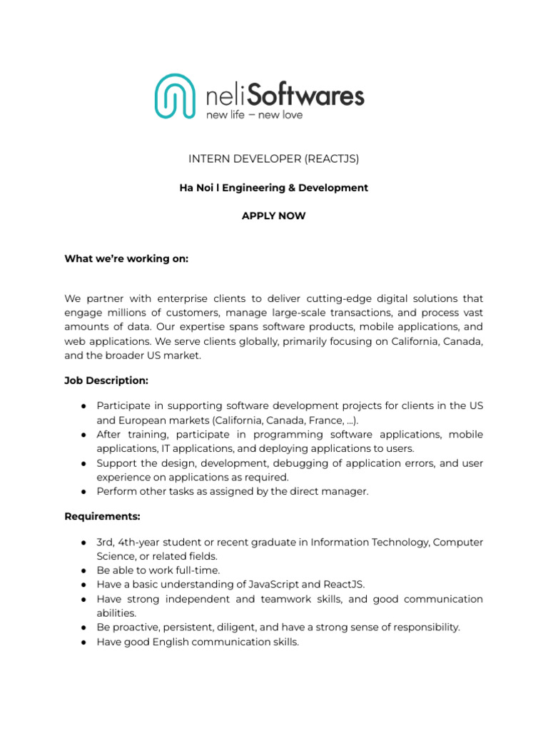 (neli-JD) Intern ReactJS | PDF