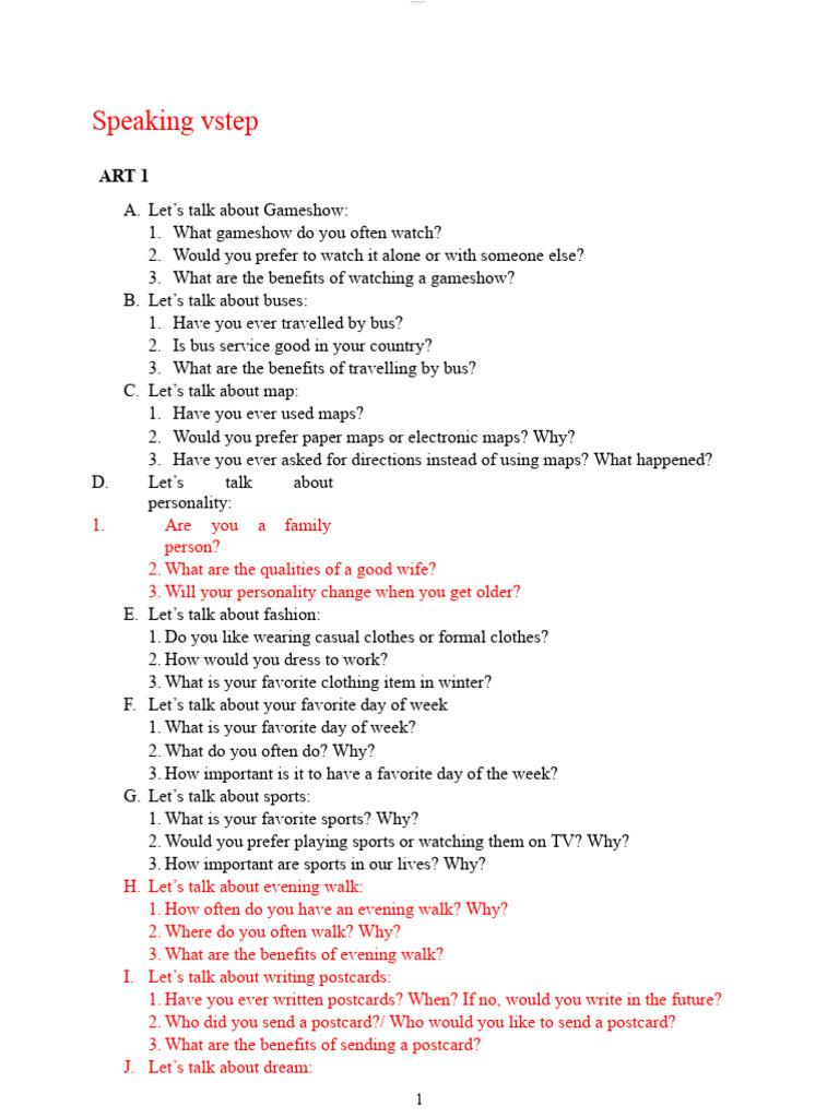 Vstep Speaking Part 1-2-3 | PDF | Disciplines | Cakes